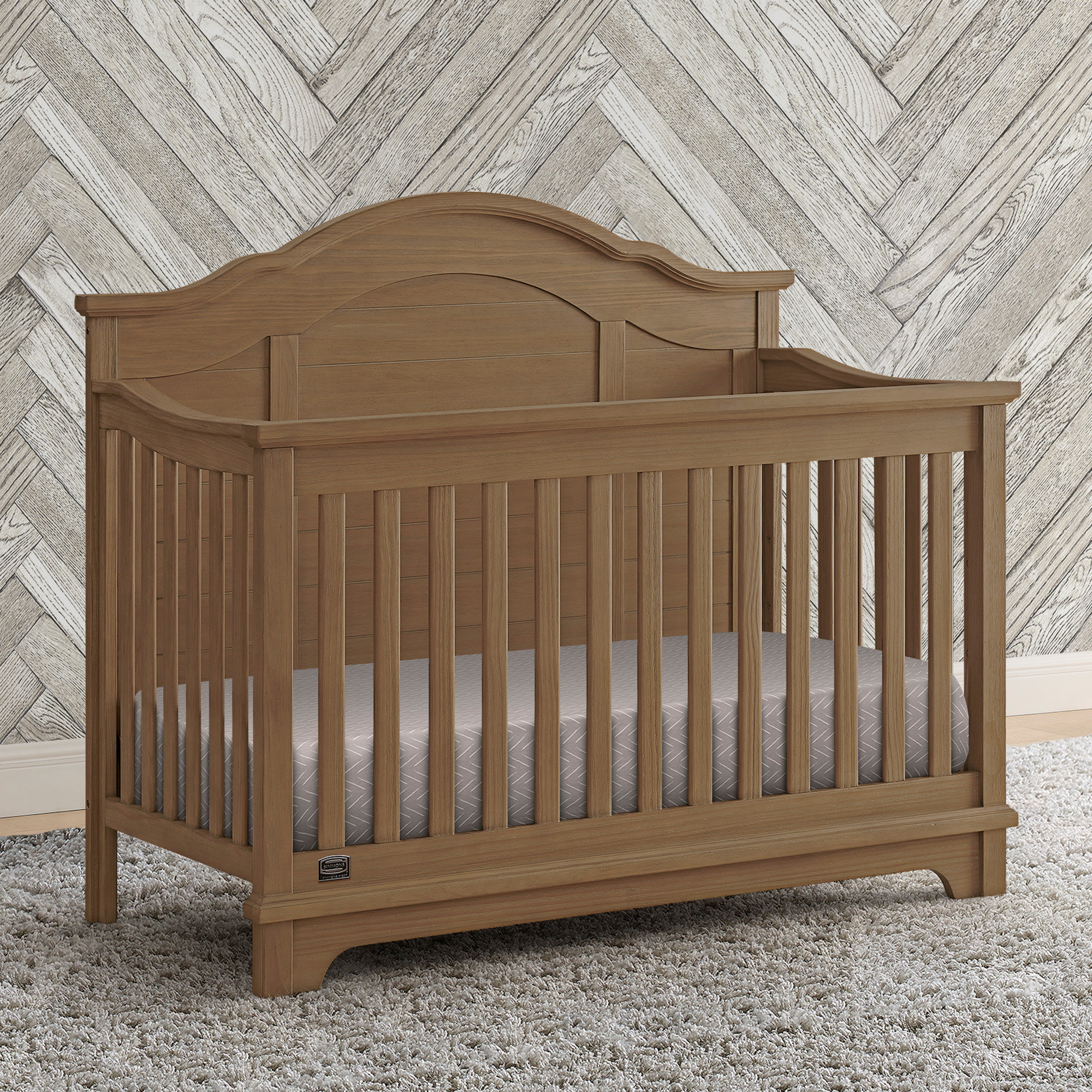 Simmons Kids Asher 6-In-1 Convertible Crib With Toddler Rail, Rustic ...