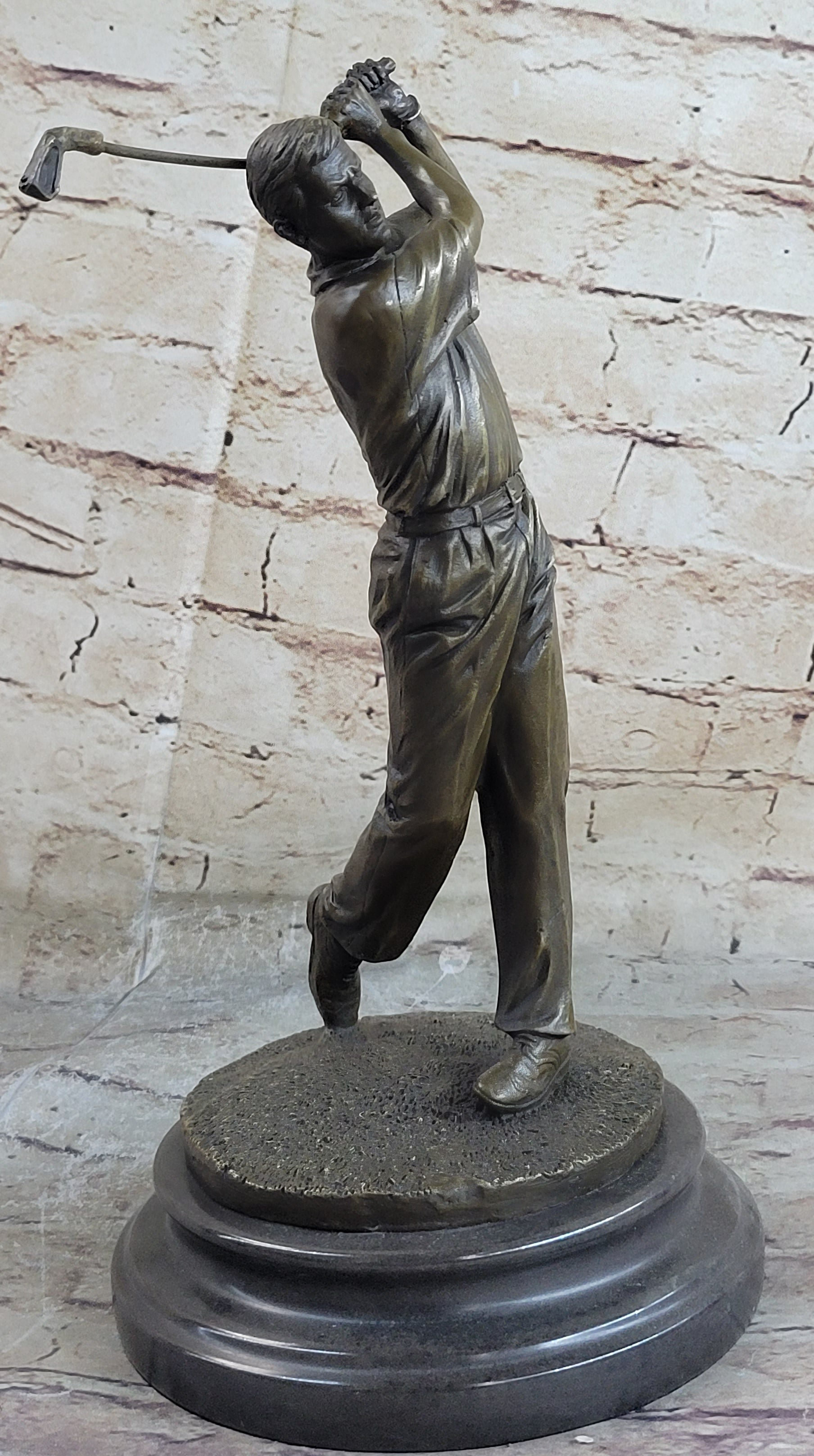 Red Barrel Studio® 12'' Tall Bronze Statue Vintage Golfer Golfing ...
