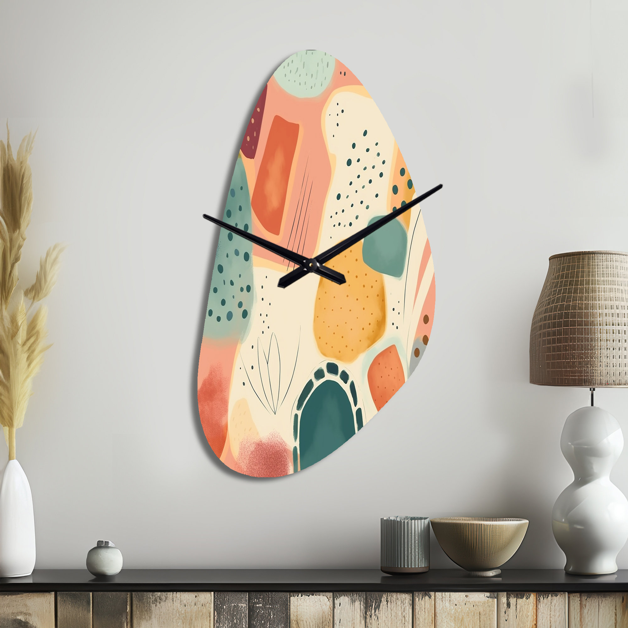 Design Art Orange Fun Pattern Of Shapes I - Asymmetrical Geometric ...