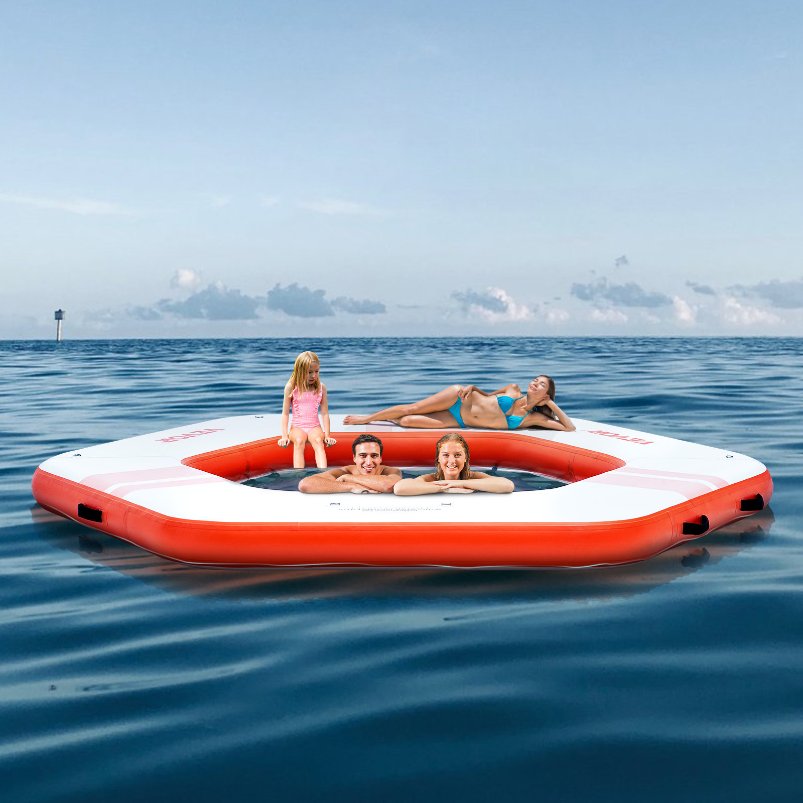 Stellweilan Tessberg 8.5FT Inflatable Dock Platform with 5FT Trampoline ...