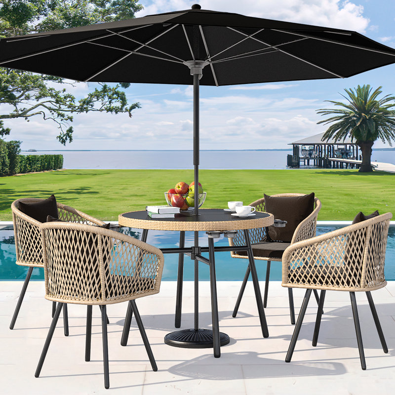 Corrigan Studio® Latitude Run® Gray 5-Piece Outdoor Patio Furniture ...