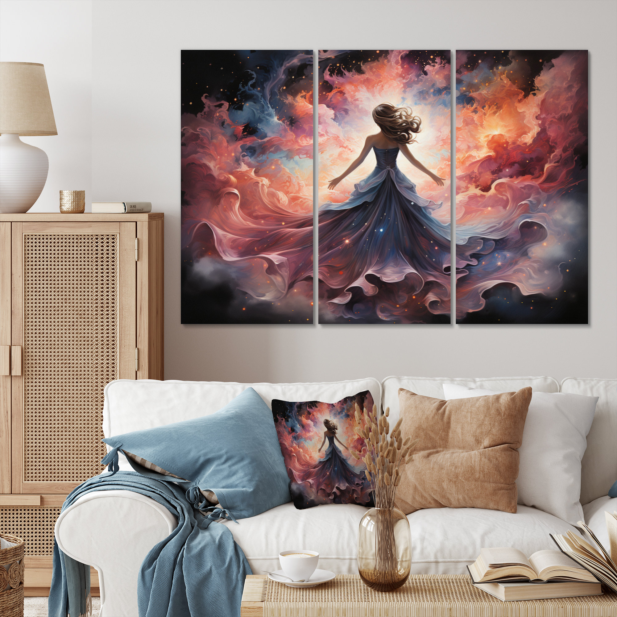 Design Art Galaxy Celestial Dance Woman On Metal 3 Pieces Set | Wayfair