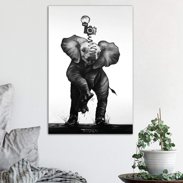 East Urban Home " Baby Elephant In Black And White " by TIANA - Wayfair ...