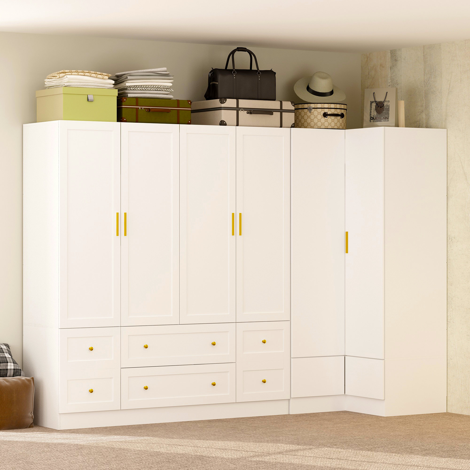 Everly Quinn Modern Wardrobe Set With 2 Different Wardrobes | Wayfair