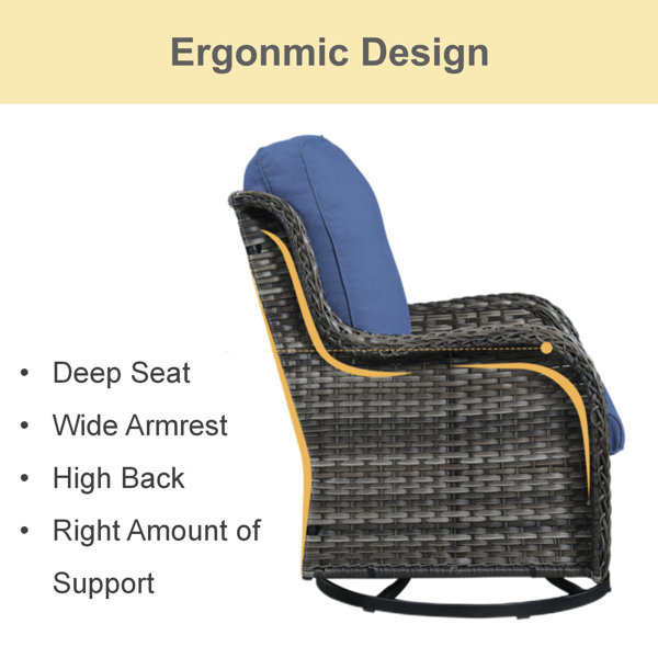 Hummuh Carolina Outdoor Wicker Swivel Patio Chair with Cushions ...