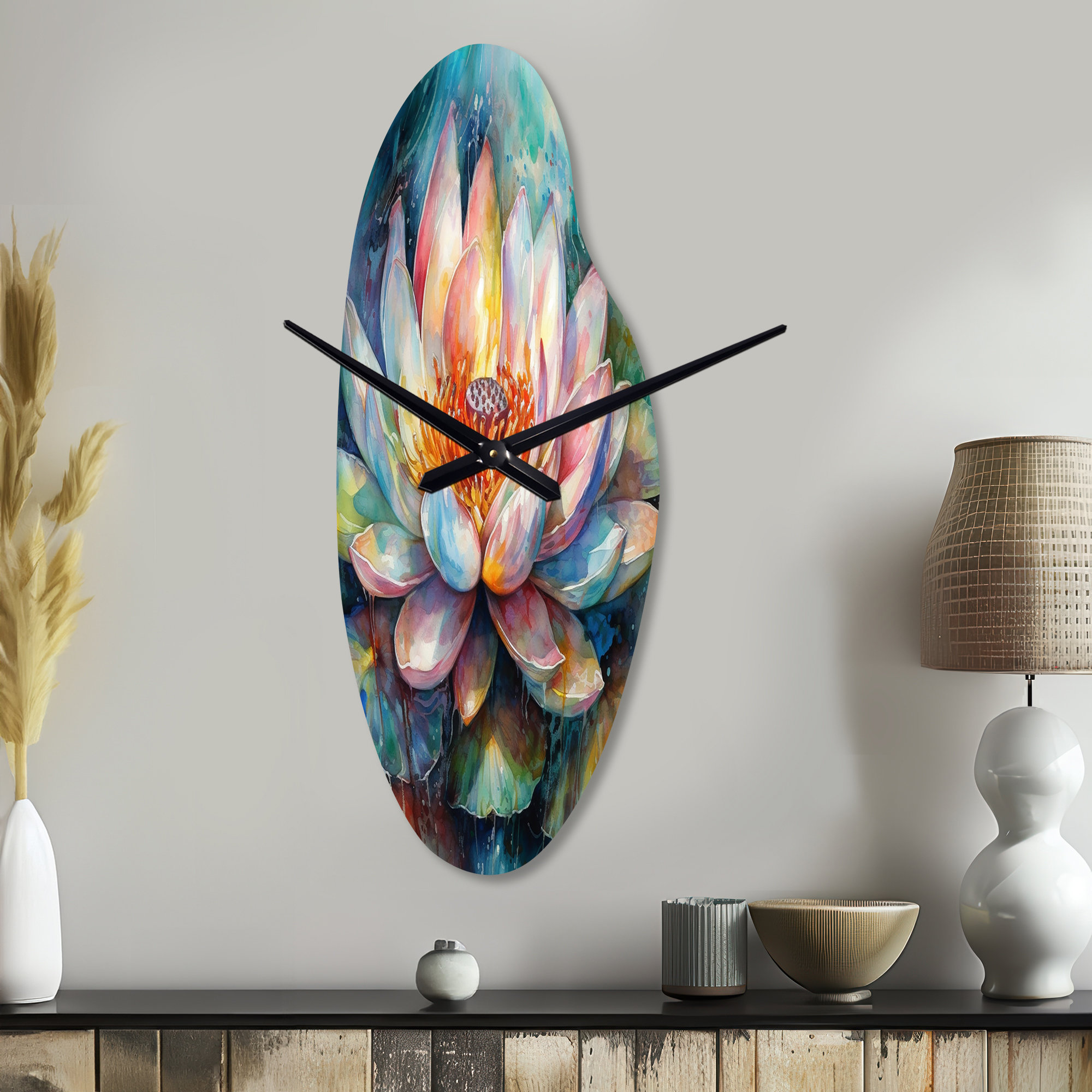 Design Art Pink Lotus Floral Dreams II - Lotus Asymmetrical Metal Wall ...