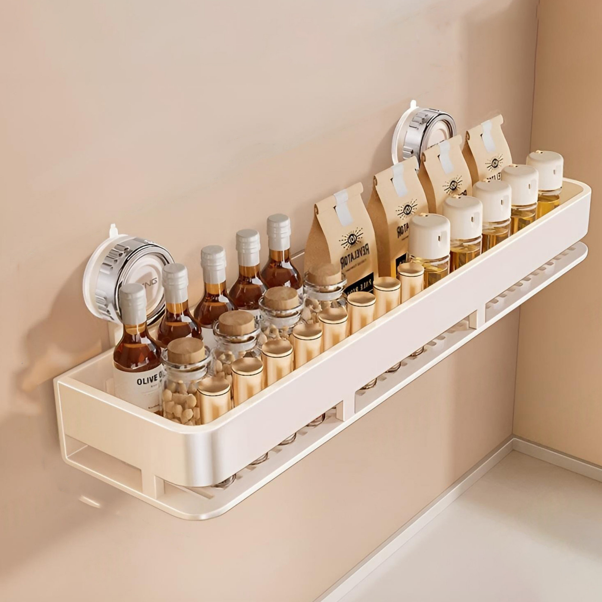 Orren Ellis Strong Suction Cup Storage Rack, Draining Bathroom Storage ...