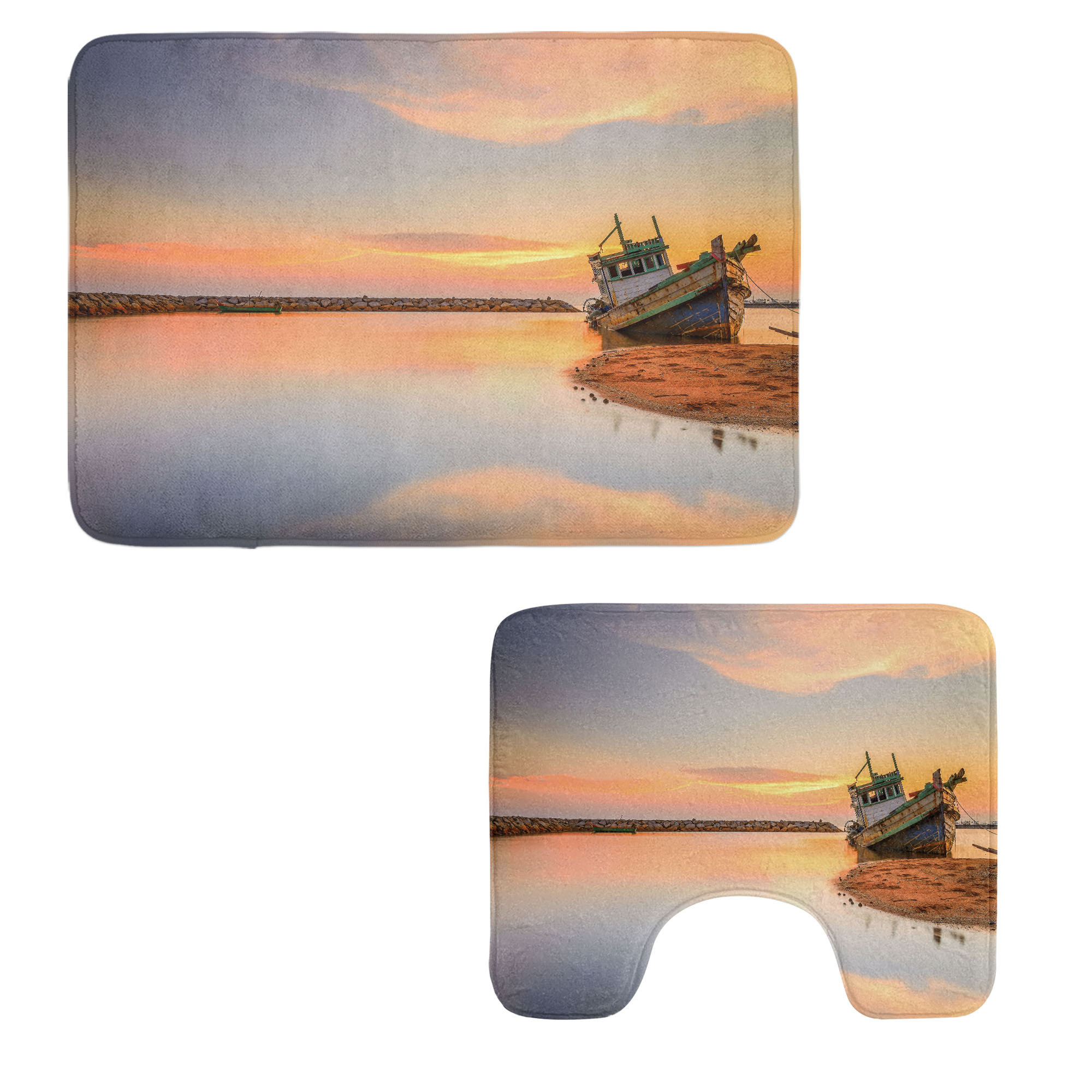 East Urban Home Nautical Bathroom Rug Set 2 Pieces Rectangle & Contour ...