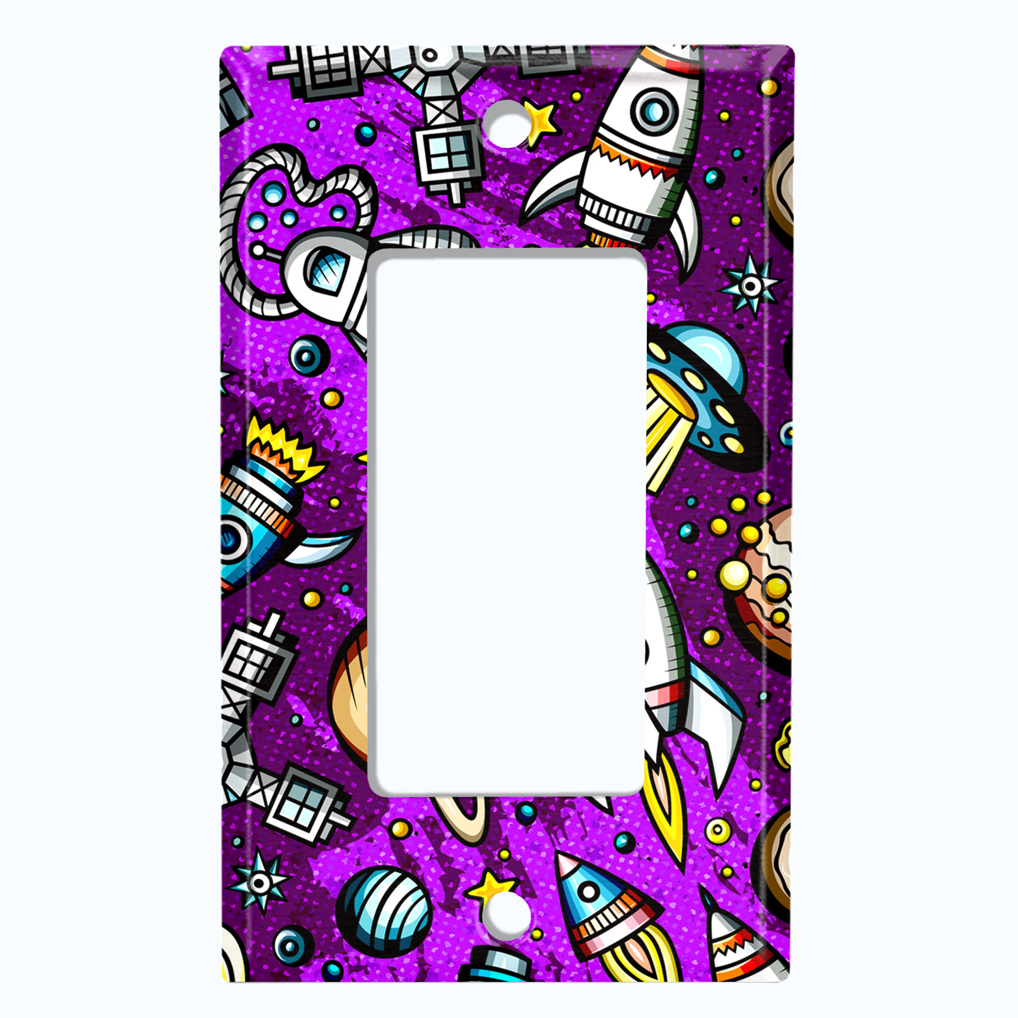 WorldAcc Metal Light Switch Plate Outlet Cover (Rocket Ship Space ...
