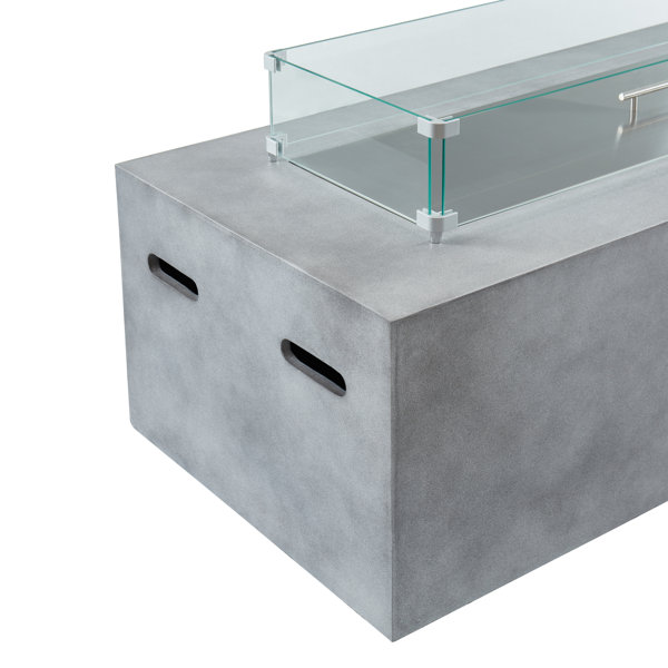 Wade Logan® Bazar 18'' H x 60'' W Concrete Propane Outdoor Fire Pit ...