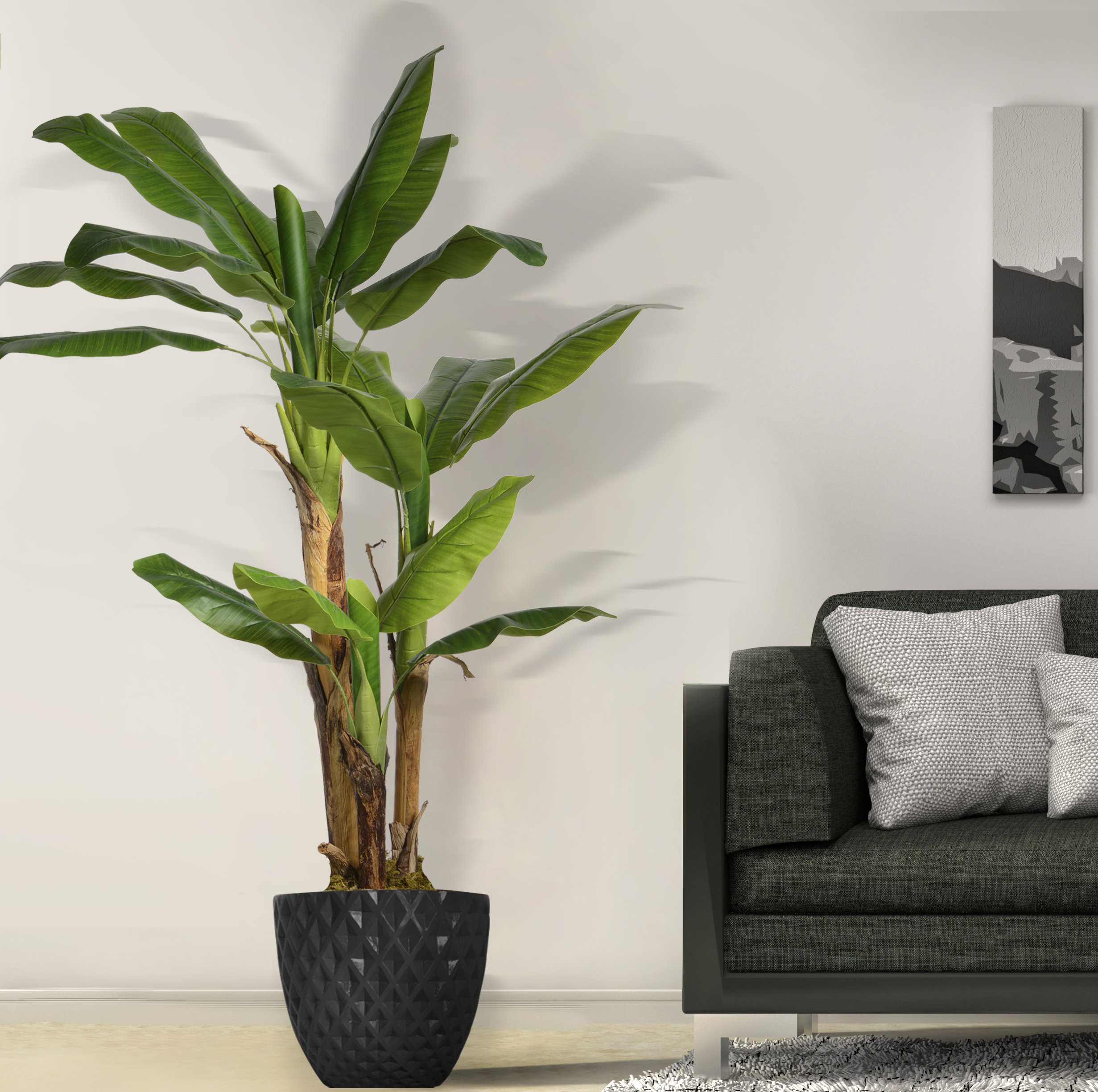 Laura Ashley Panama 52" Artificial Banana Leaf Tree in Planter ...
