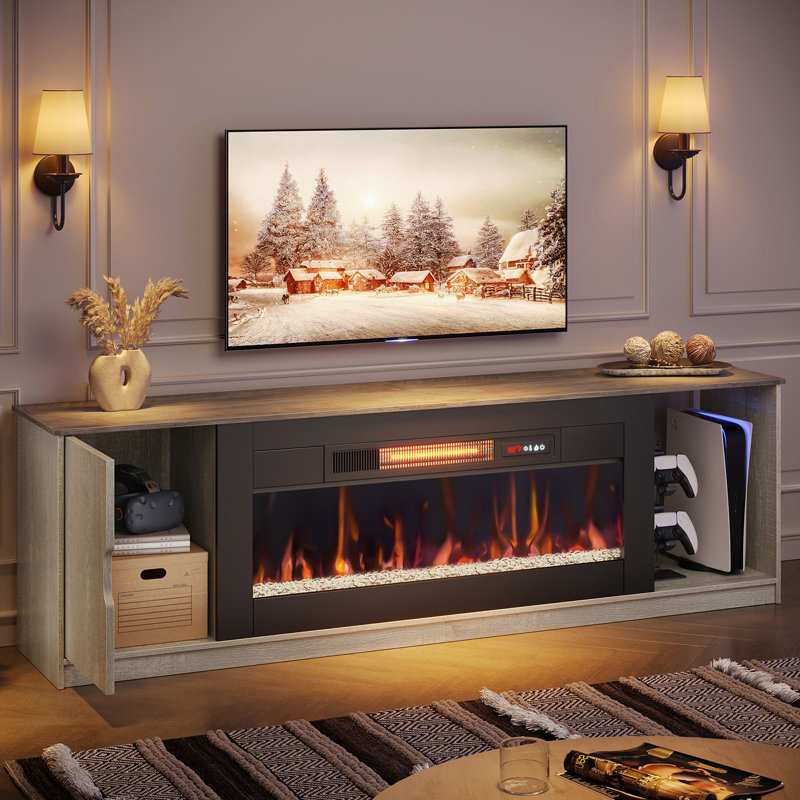 Wade Logan® Benigno 70" TV Stand with 36" Electric Fireplace, Modern ...
