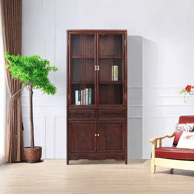 Parttlion New Chinese style glass door bookcase | Wayfair