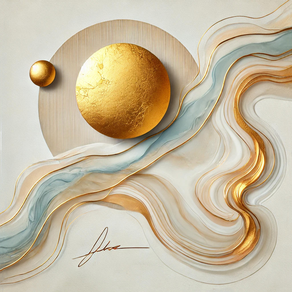 Mercer41 Golden Synergy - Abstract Canvas Art with Flowing Gold ...