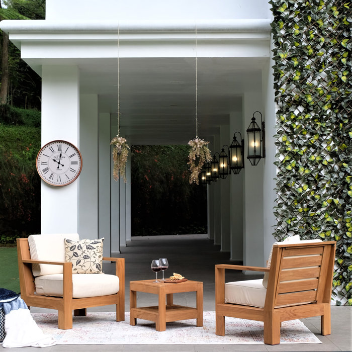 Birch Lane™ Bogota Teak 2 - Person Outdoor Seating Group with Sunbrella ...