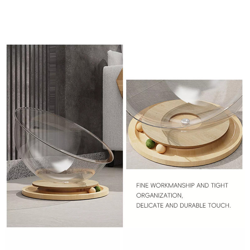 George Oliver Space Capsule Cat Bed With Wood Turntable Catnip Ball ...