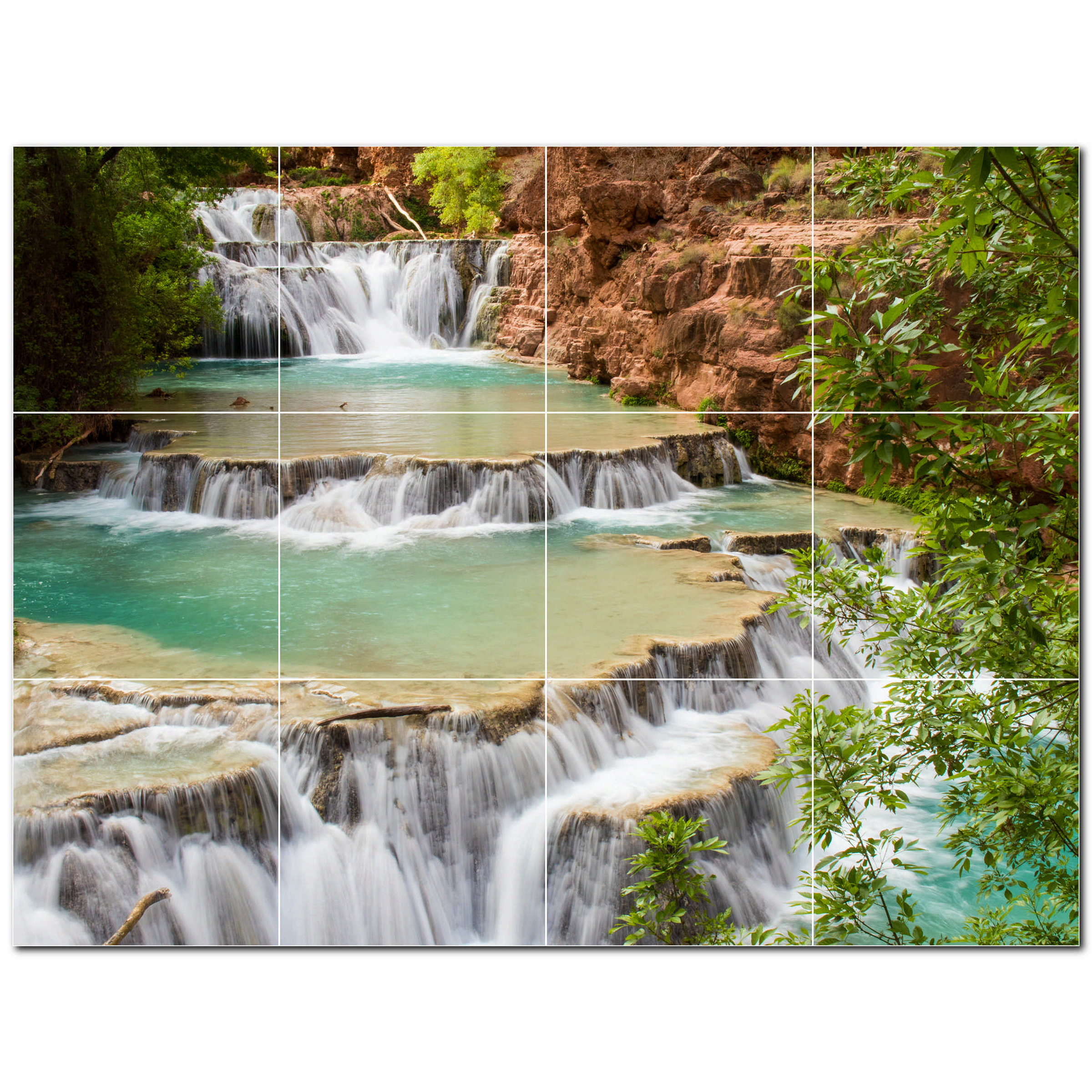 Picture-Tiles.com 32" x 24" Ceramic Waterfalls Photo Decorative Mural ...