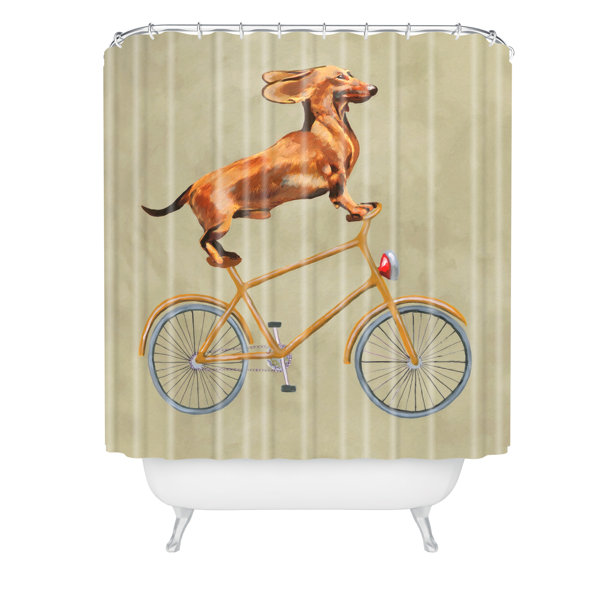 East Urban Home Coco de Paris Daschund on Bicycle Single Shower Curtain ...
