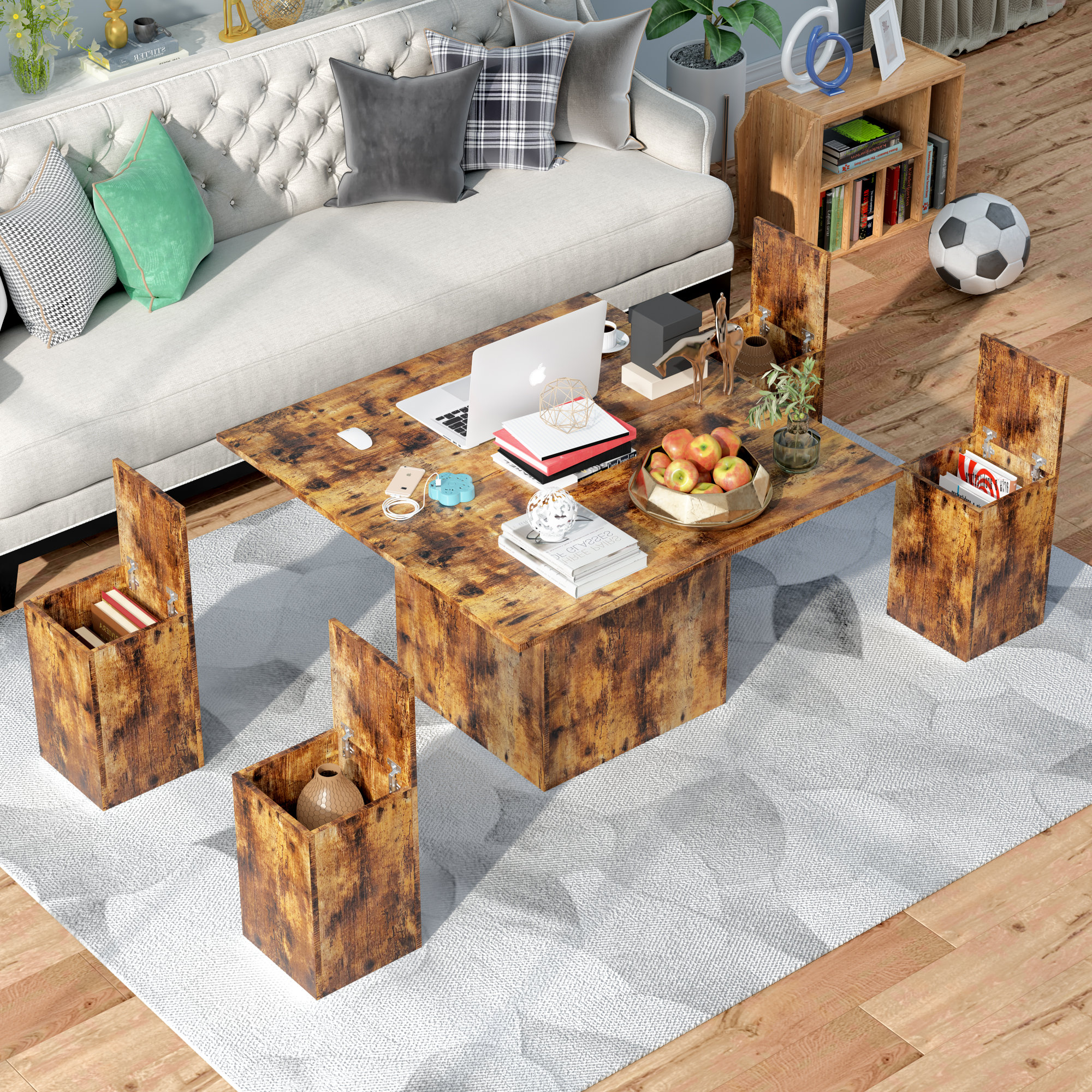 Millwood Pines Lift Top Coffee Table,3 In 1 Multi-function Coffee Table ...