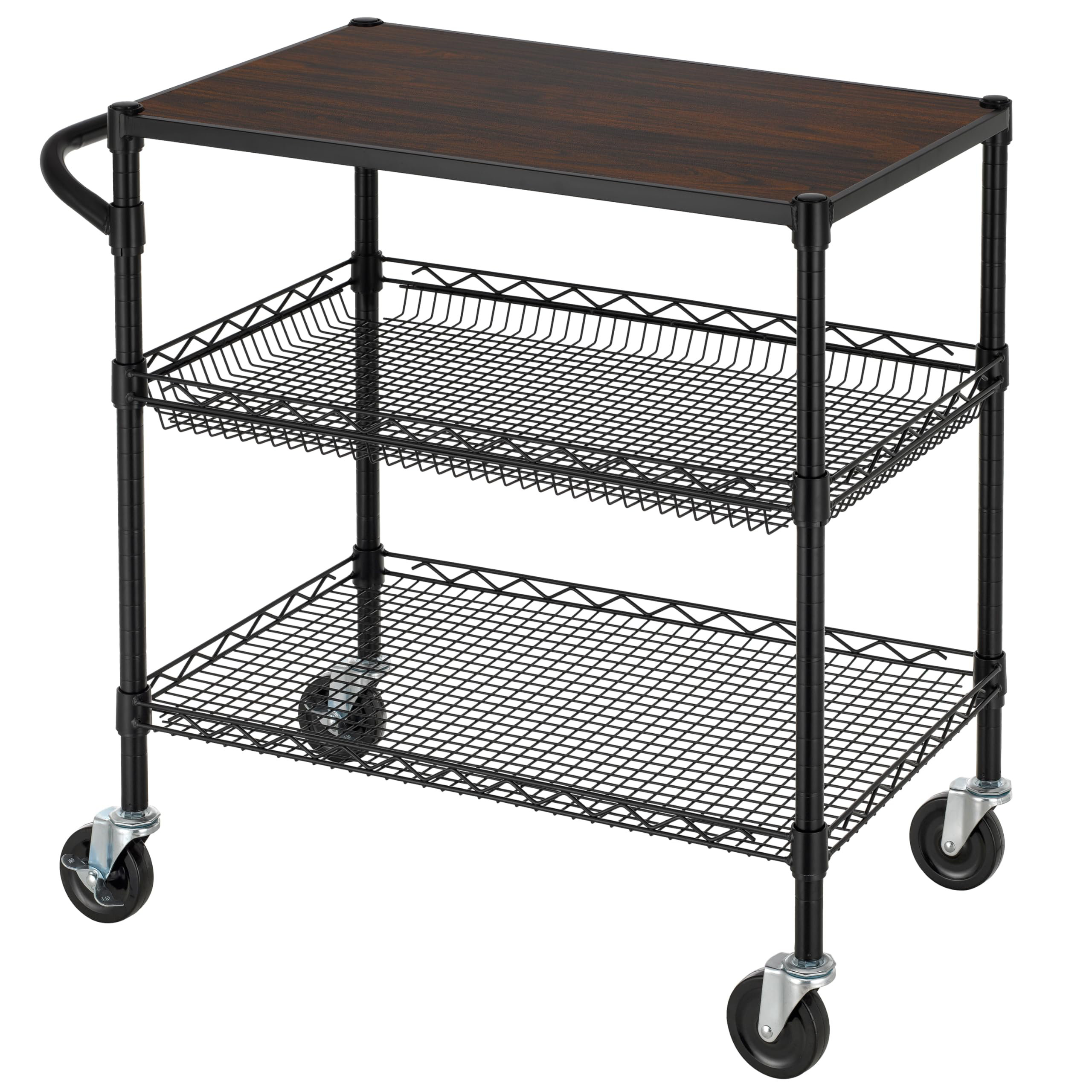 COAHAHA 3-Tier Rolling Utility Cart - Metal Frame, Adjustable Shelves ...