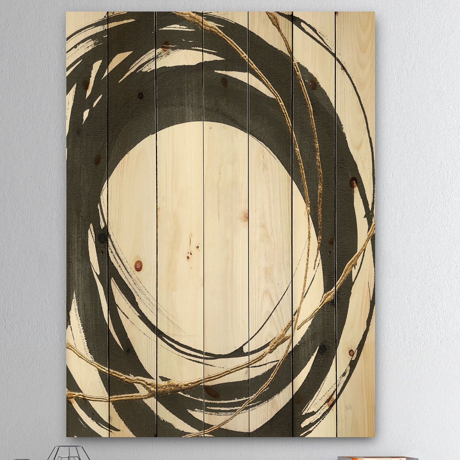 East Urban Home Posh and Luxe 'Glamour Circle II' Print on Wood ...