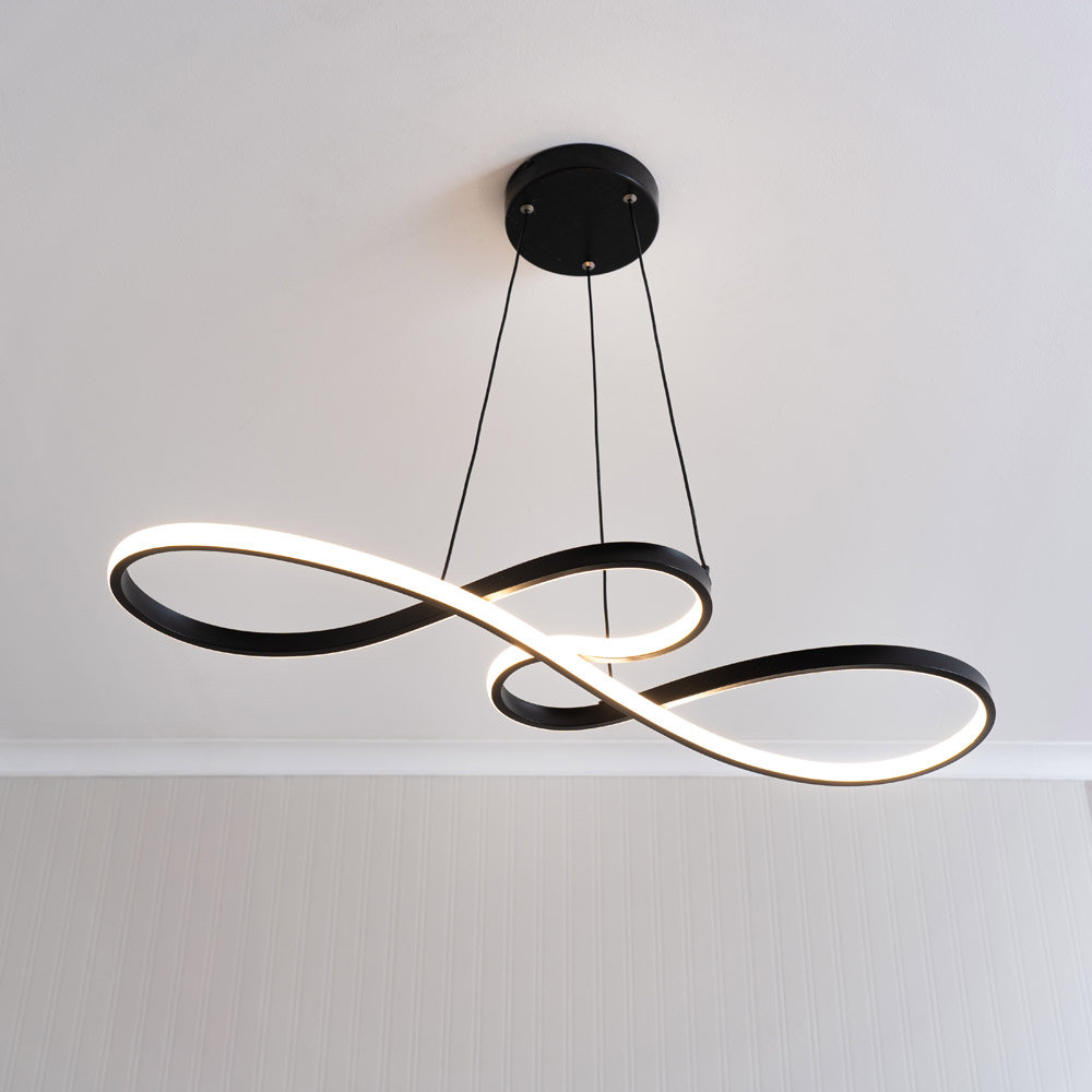 Metro Lane Decklen Matte Black Loop Drop Bar LED Ceiling Pendant Light ...