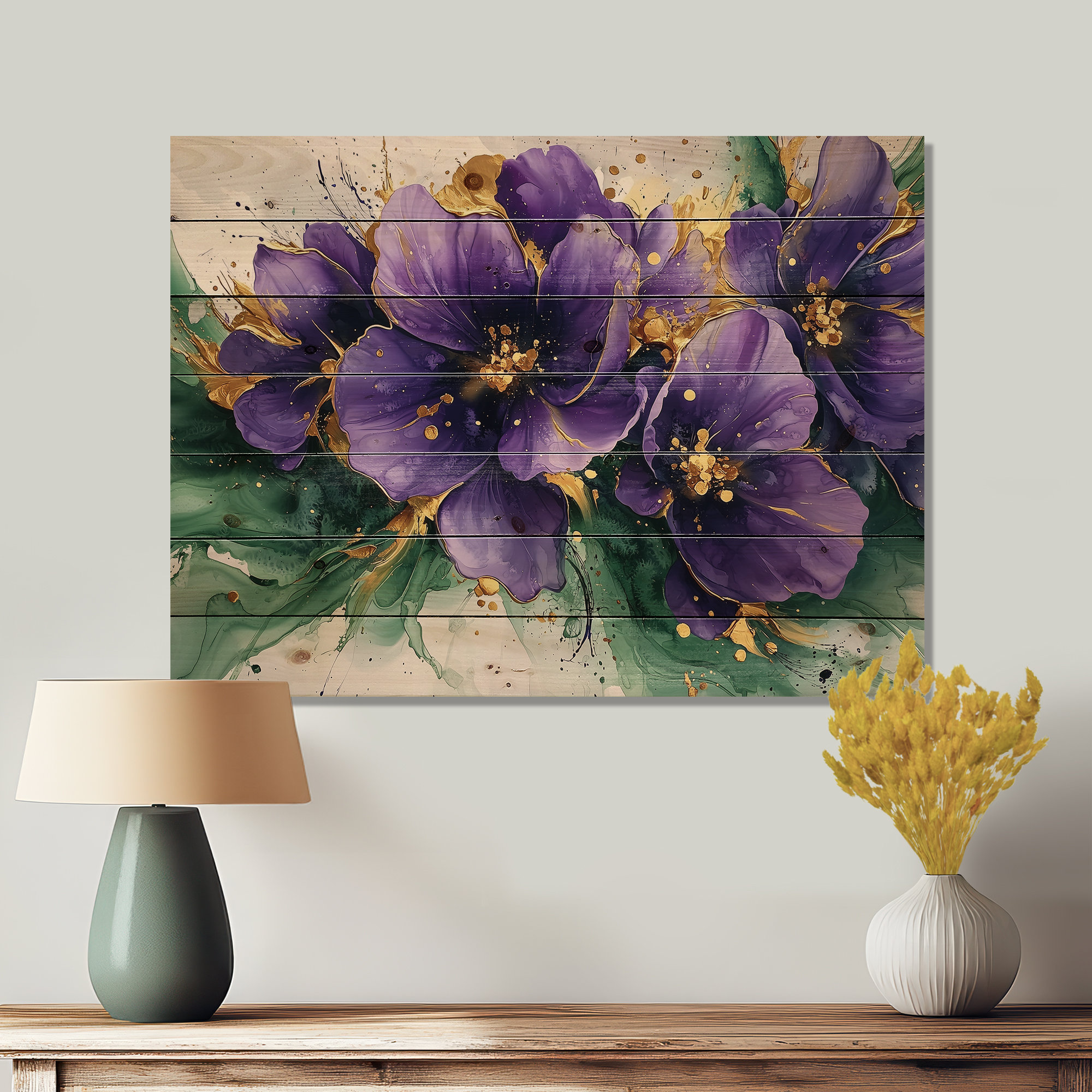 Ophelia & Co. Emerald Violet Flowers Wild Unfolded II - Violets Wood ...