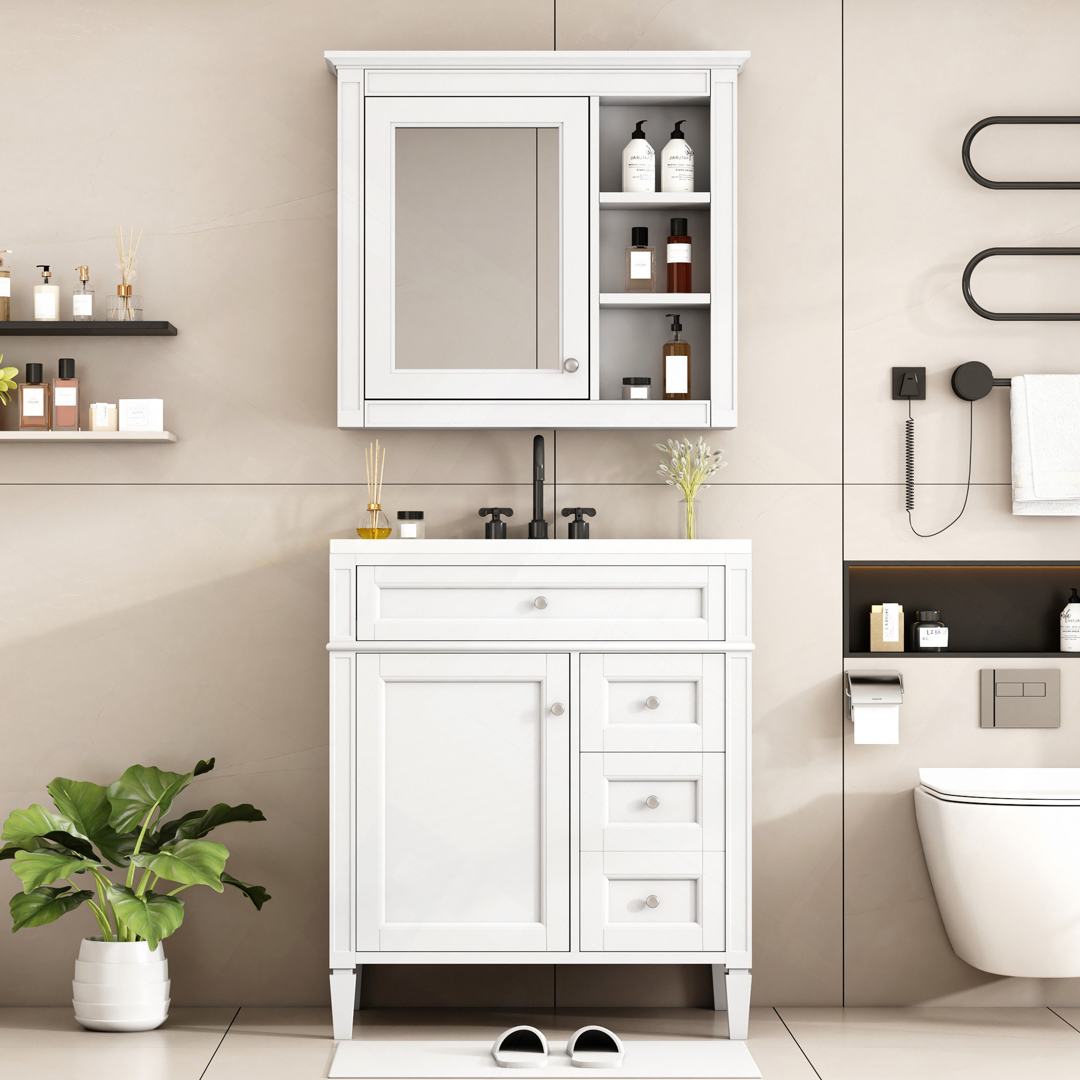 MIAMI CUSTOM FURNITURE & UPHOLSTERY LLC Bathroom Vanity With Top Sink, Modern Bathroom Storage ...