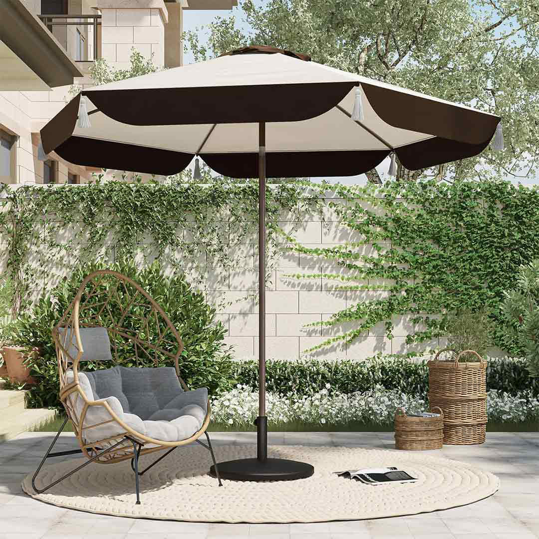 Latitude Run® 9FT Patio Umbrella With Fringe, Outdoor Tassel Umbrella ...