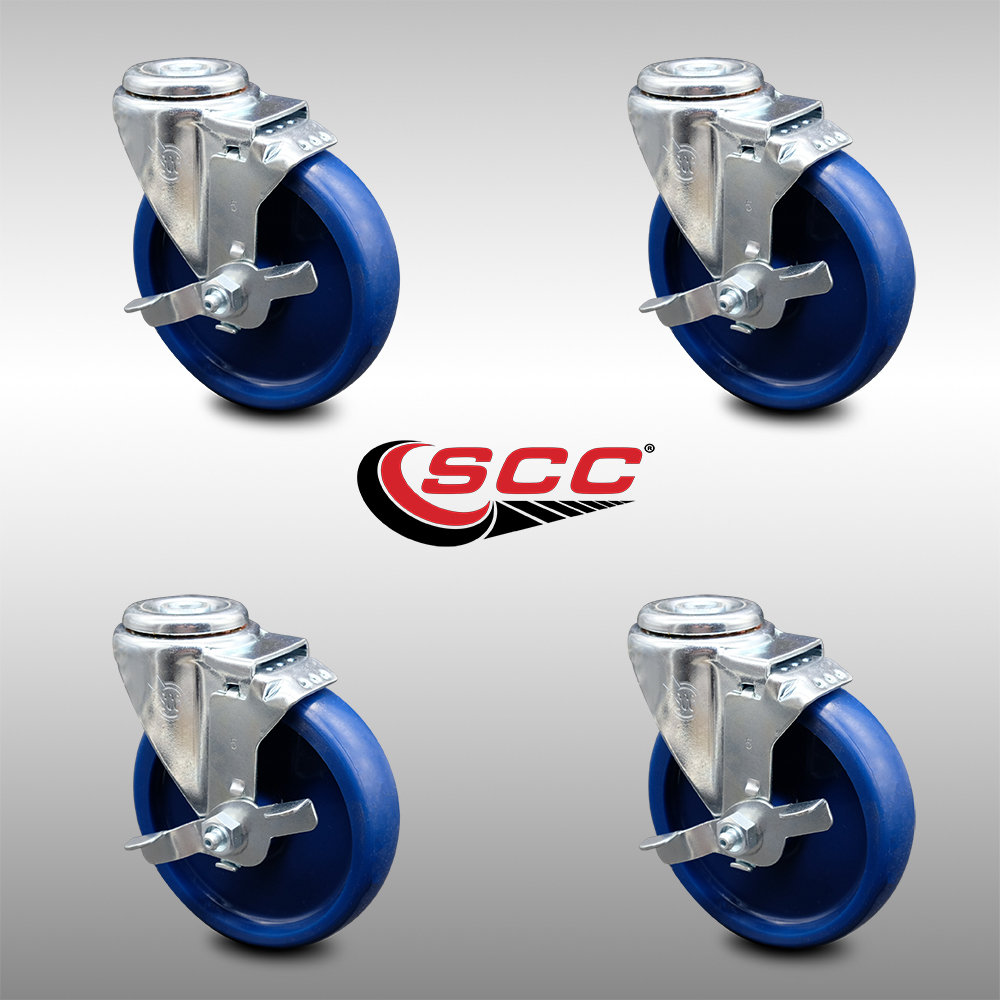 Service Caster SS Solid Polyurethane Wheel Swivel Bolt Hole Caster Set ...