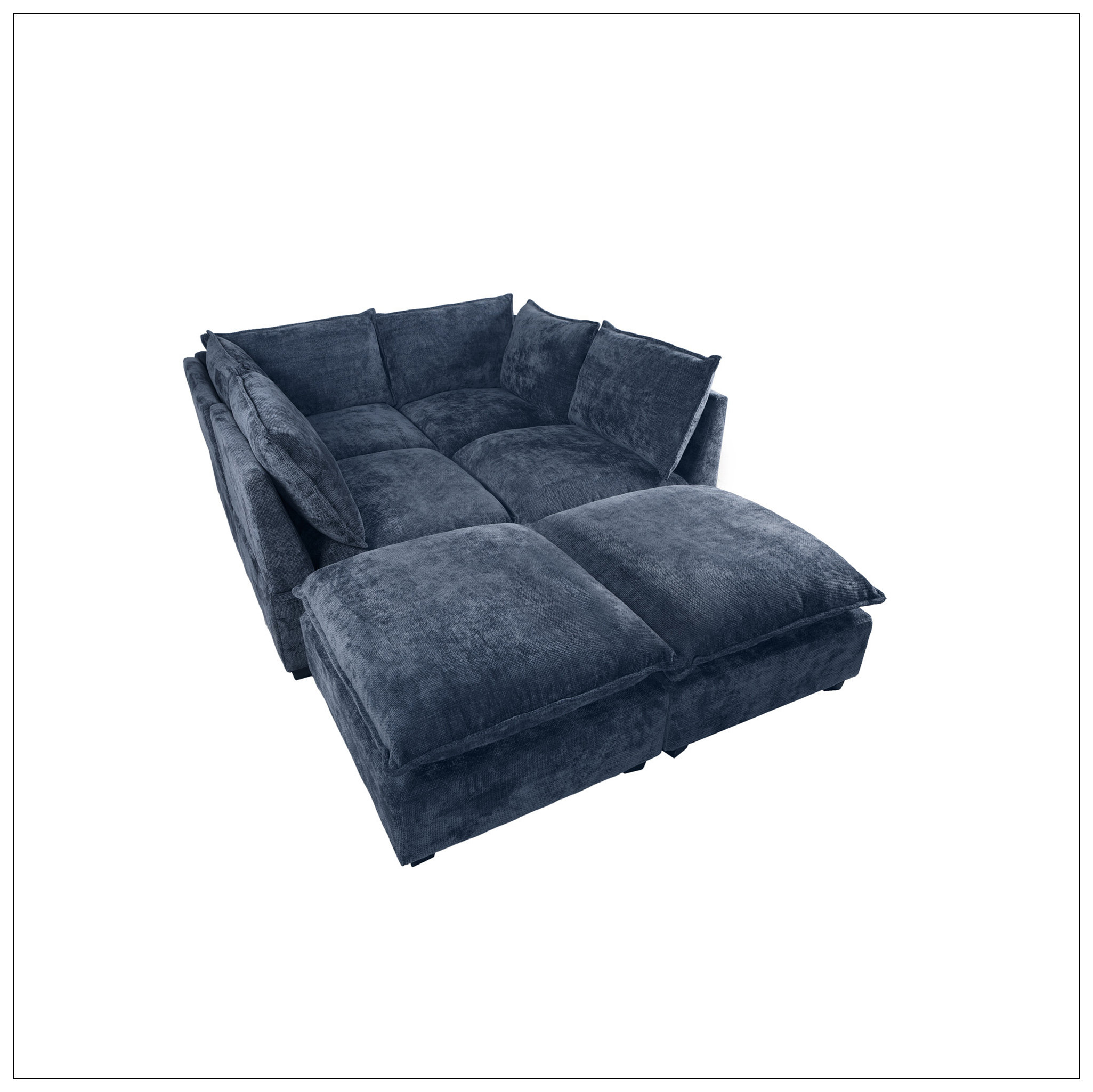 Ebern Designs 130" Inch Modular Sectional Sofa, Linen Fabric Couch Set ...