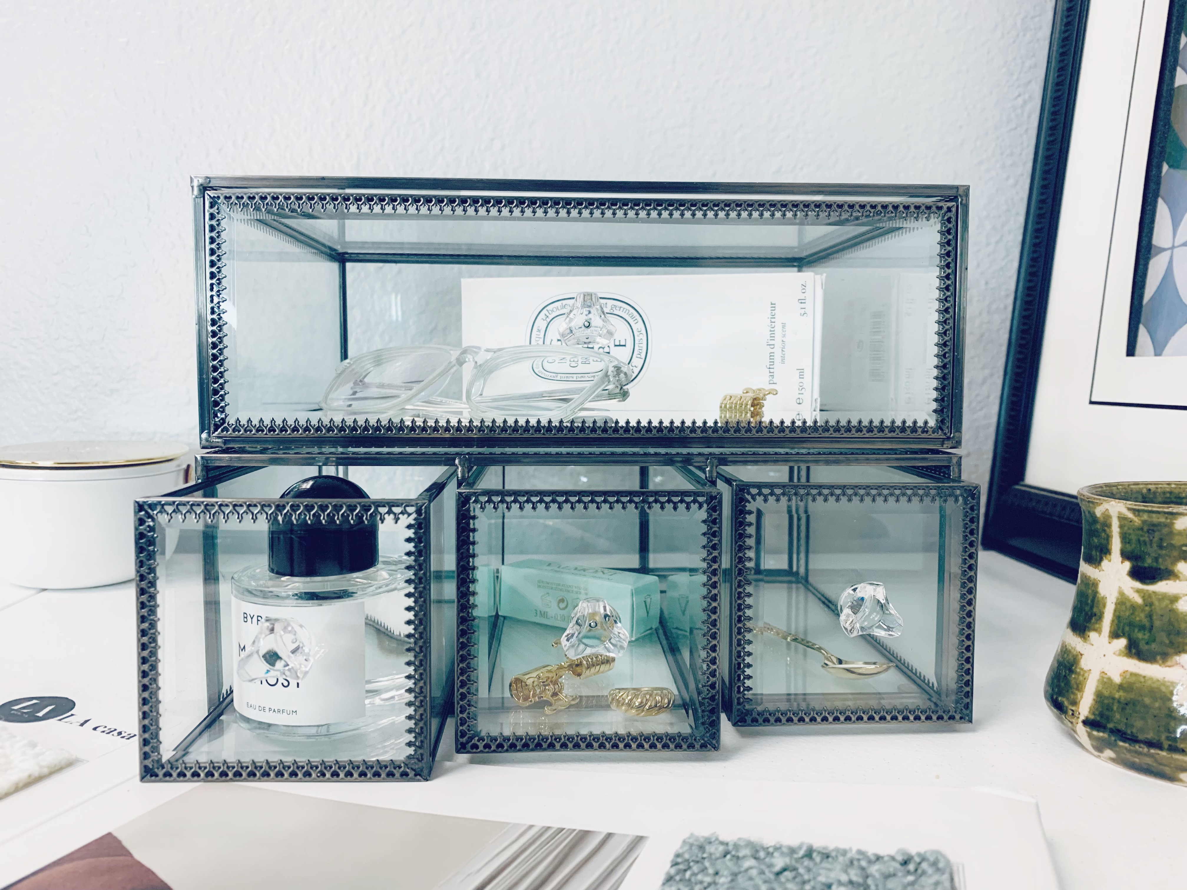 Red Barrel Studio® Vintage Glass Cosmetic Makeup Organizer | Wayfair