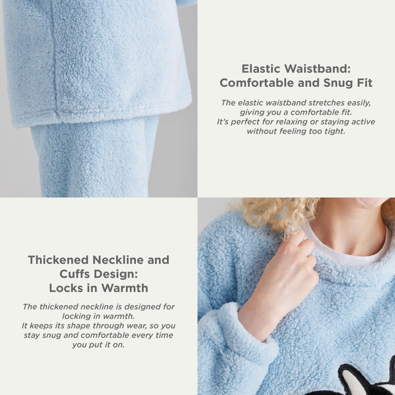 Bedsure Warm Fuzzy Ladies Pajama Sleepwear Set | Wayfair