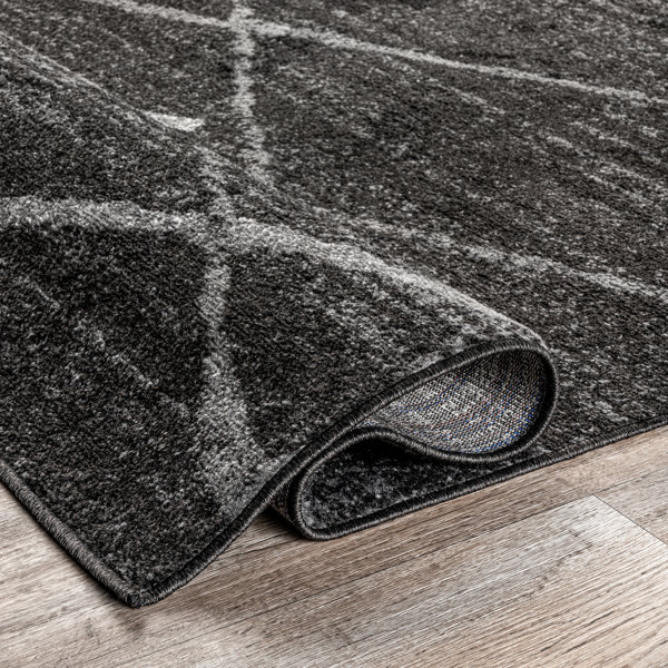 Wrought Studio Amiia Abstract Power Loom Performance Dark Gray Rug ...