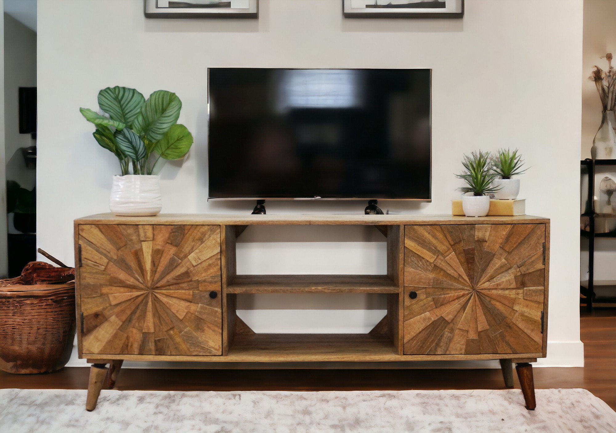 Foundry Select Hand-crafted Sunburst Solid Wood Tv Stand - Wayfair Canada