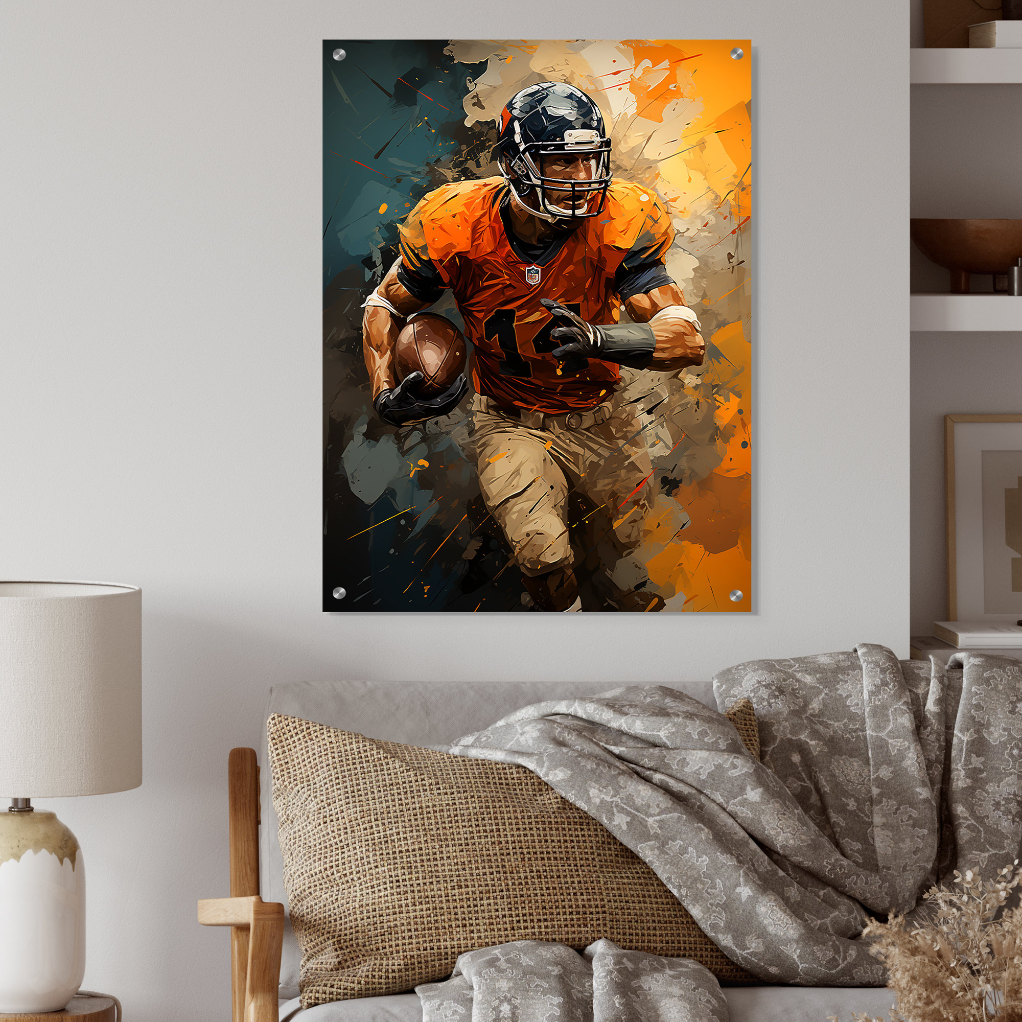Ebern Designs Yellow Football Fragmented Plays - Football Acrylic Wall ...