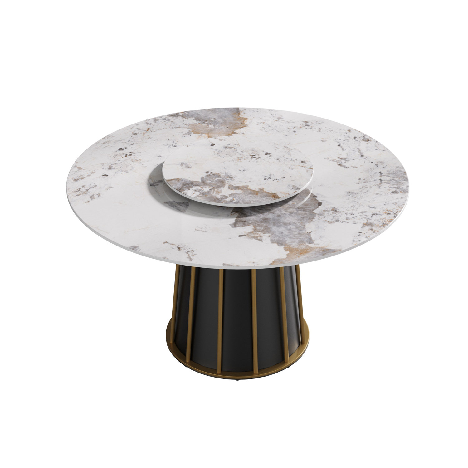 Orren Ellis 53"Modern Artificial Stone Round Carbon Steel Base Dining ...