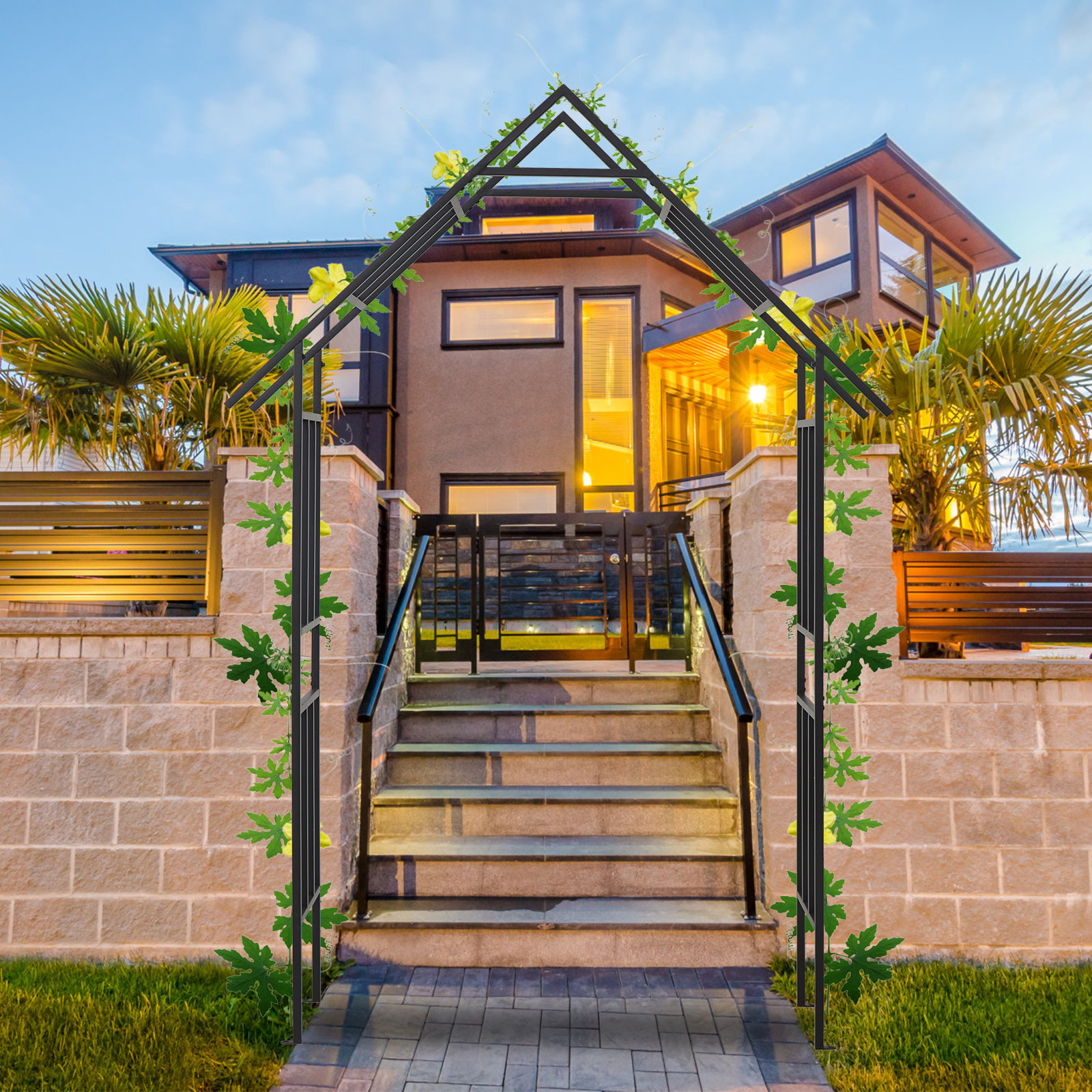 Kinbor 59.8'' W x 15.7'' D Metal Arbour in Black - Wayfair Canada