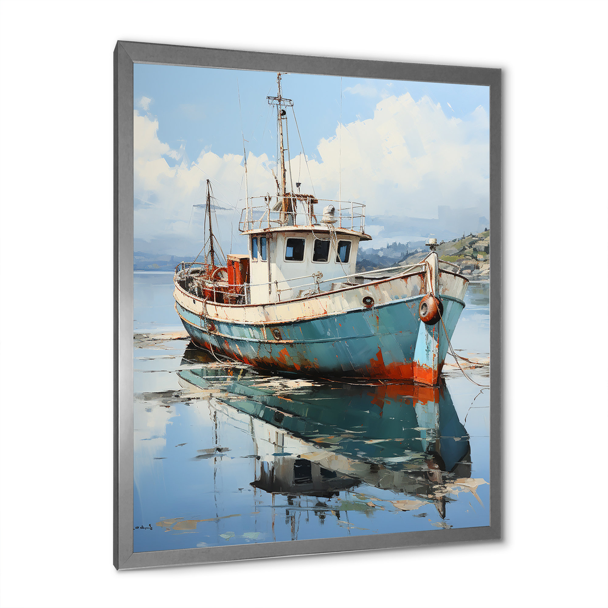 Breakwater Bay Fishing Boat Canvas Wall Art, Harbor Coastal Landscape ...