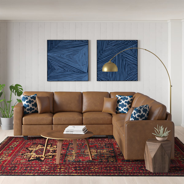 Wade Logan® Ankrom Faux leather Symmetrical Modular Sofa Sectional ...