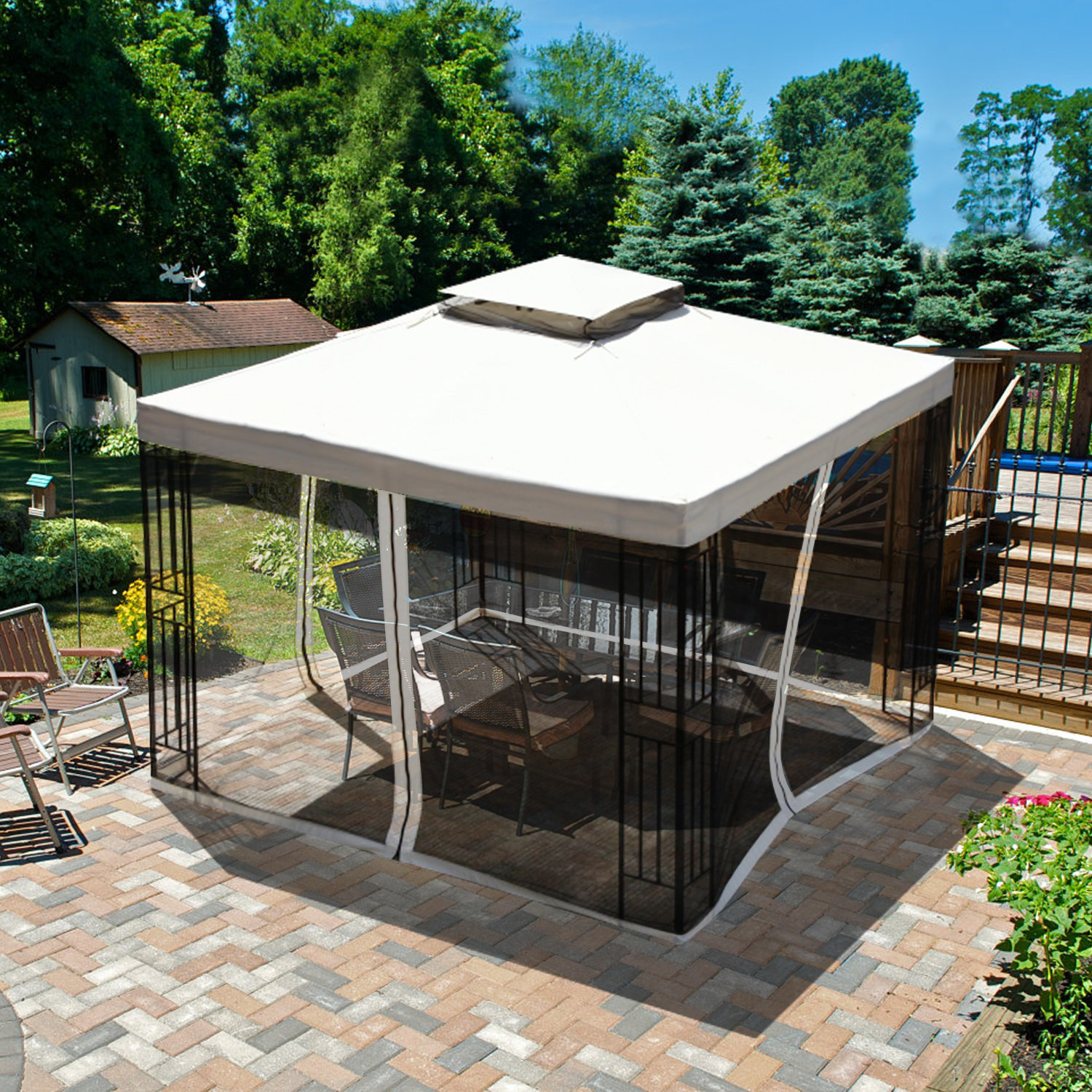 FANGFLOWER 10 Ft. W x 10 Ft. D Galvanized Metal Patio Gazebo | Wayfair