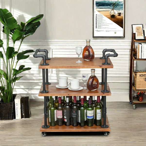 Trent Austin Design® 3 Tier Bar Cart, Home Bar Serving Cart, Wine ...