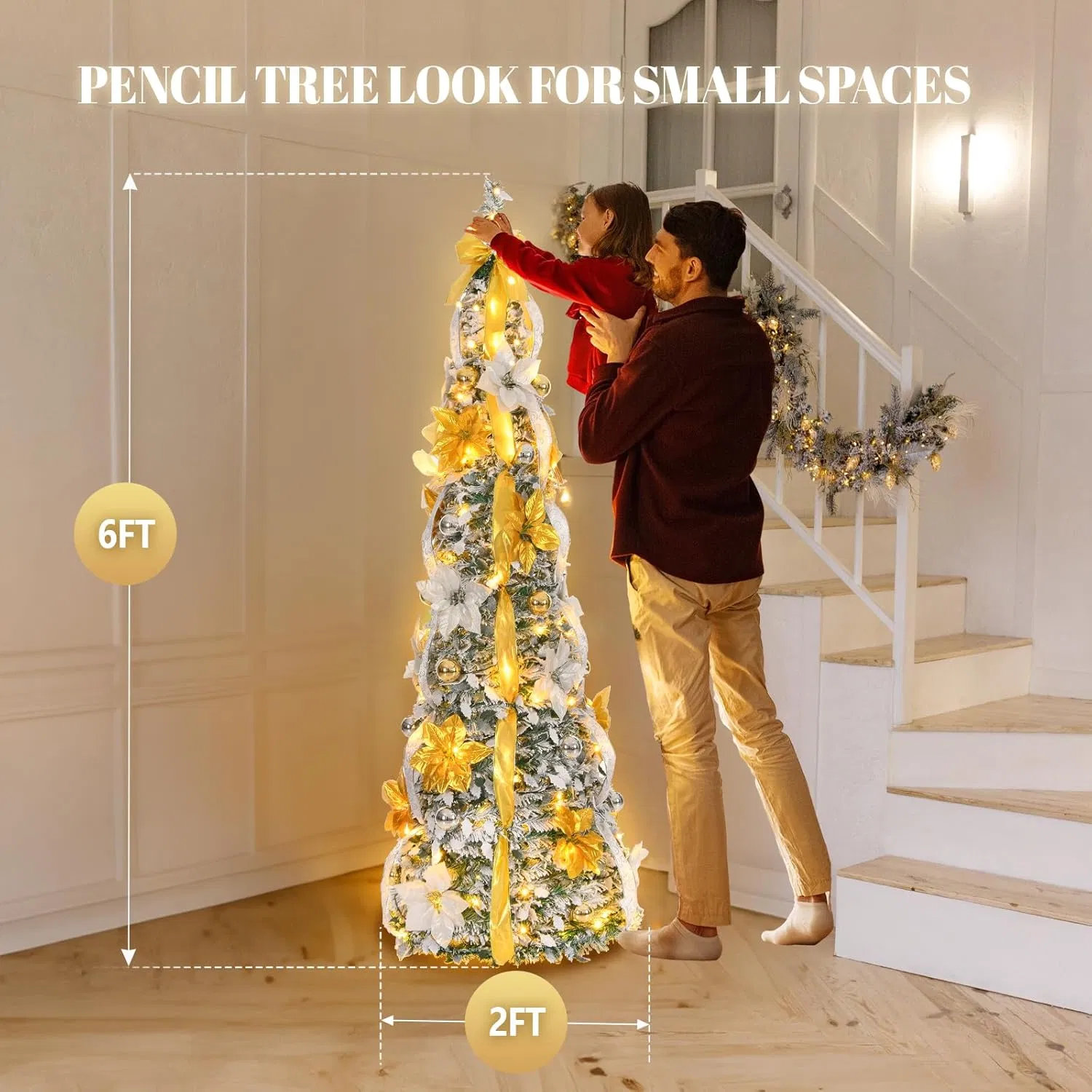 The Holiday Aisle® 6ft Pre-lit Pop-up Artificial Christmas Tree With ...