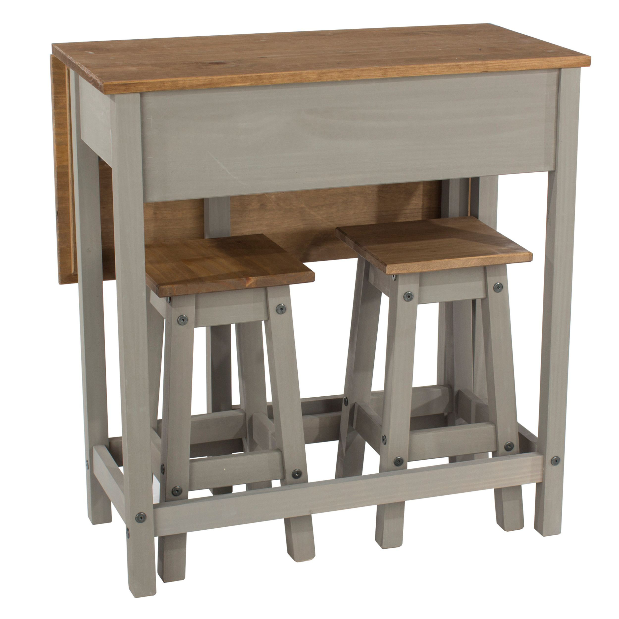 Three Posts Morehouse 2 - Person Drop Leaf Pine Solid Wood Dining Set ...