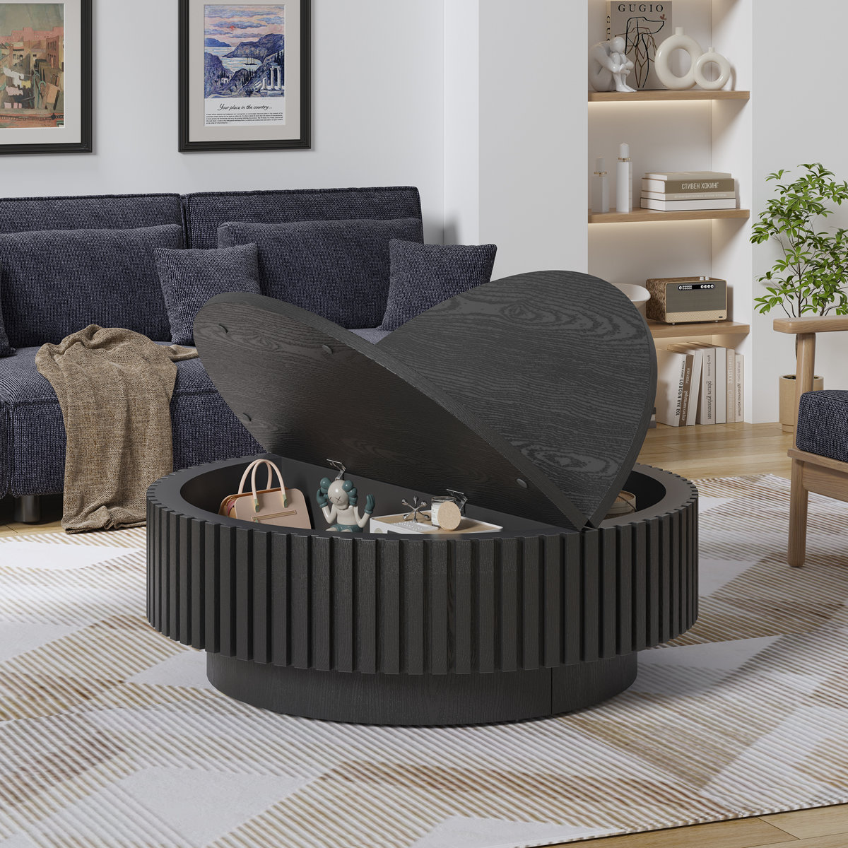 Ivy Bronx 31.5" Modern Round Coffee Table,Wood Coffee Table with ...