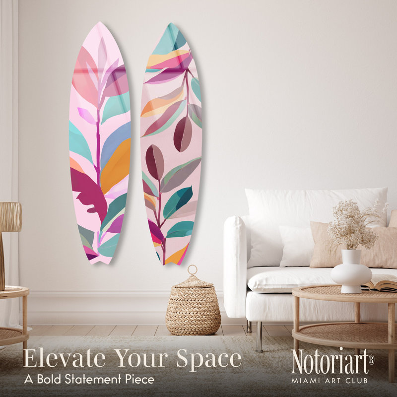 Notori Art Bold Leaf Surfboard Acrylic Coastal Wall Art by Notoriart ...