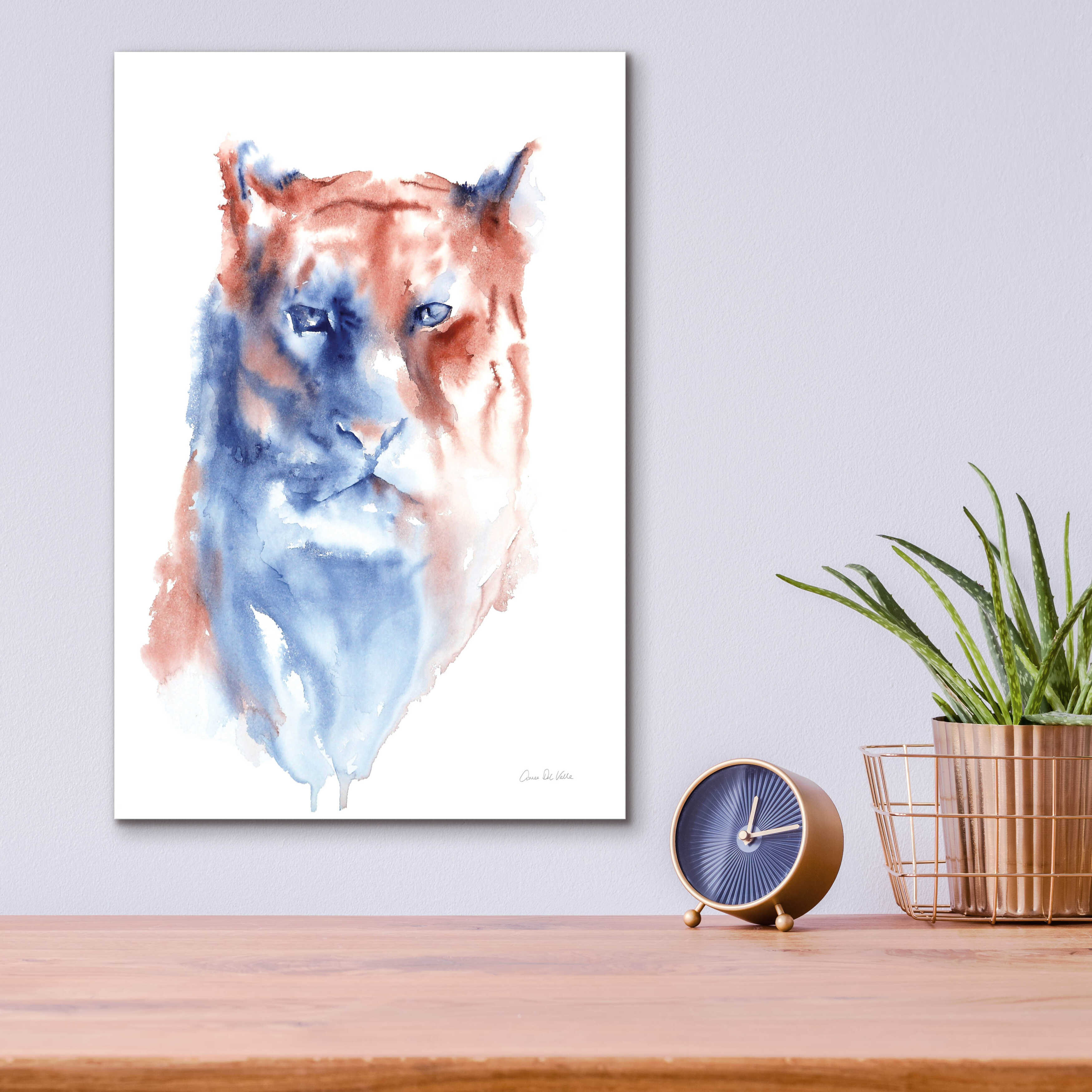 Bungalow Rose Epic Art 'Copper And Blue Lioness' by Alan Majchro Copper ...