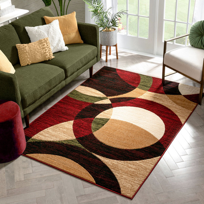 Ebern Designs Bingo Red Modern Geometric Rug & Reviews | Wayfair