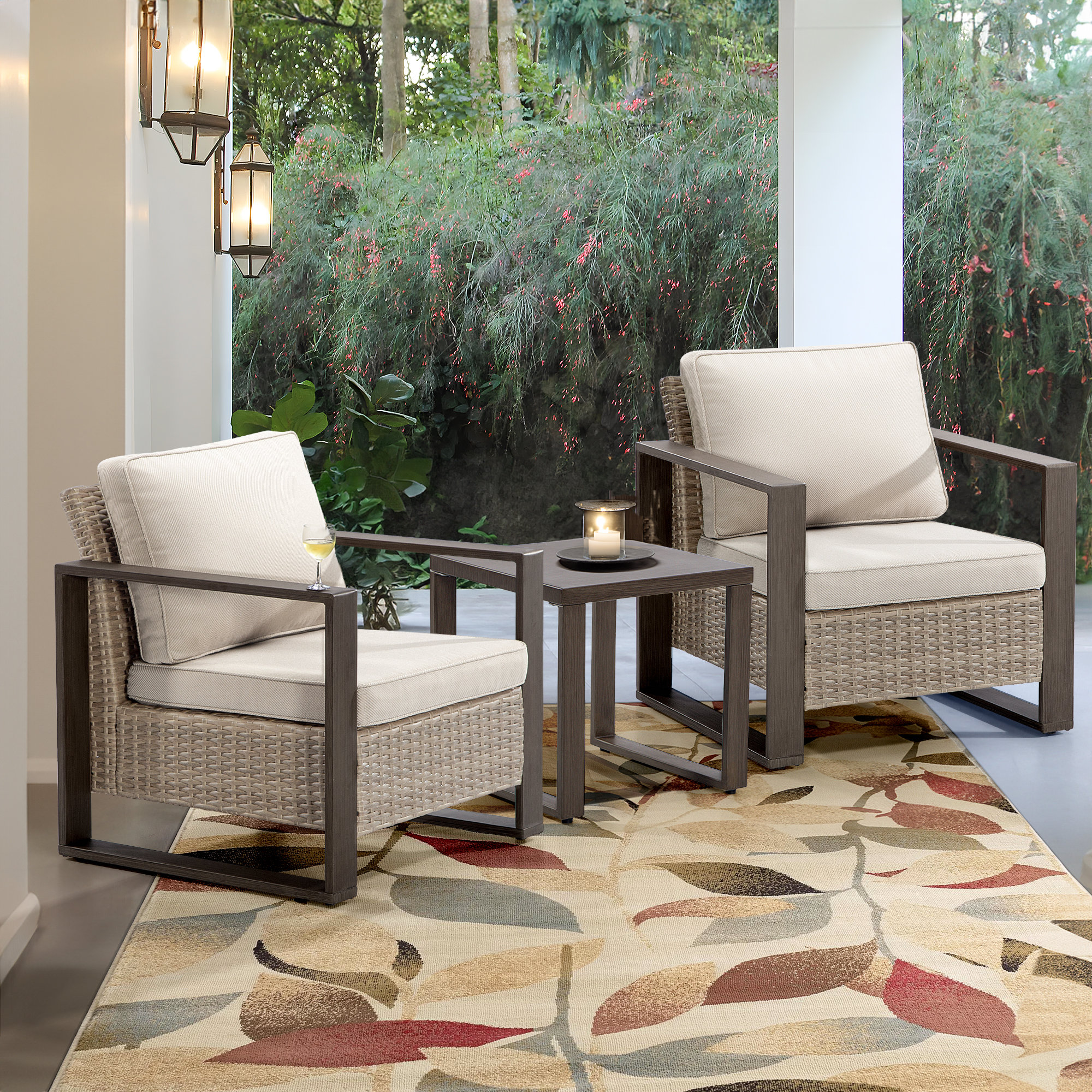 Highland Dunes Creal 2 - Person Outdoor Seating Group with Cushions ...