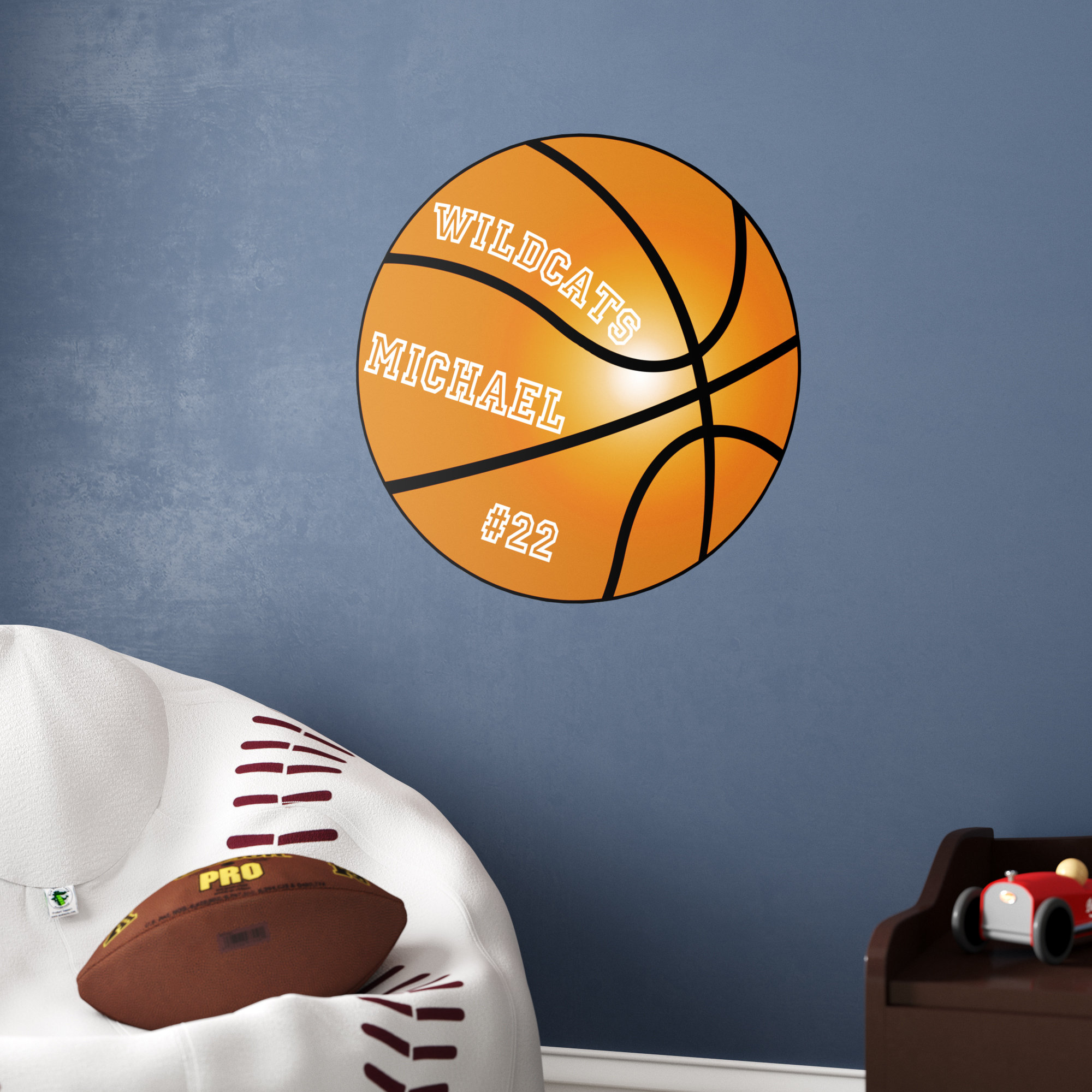 Zoomie Kids Humphery Customized Name Basketball Personalized Wall Decal ...